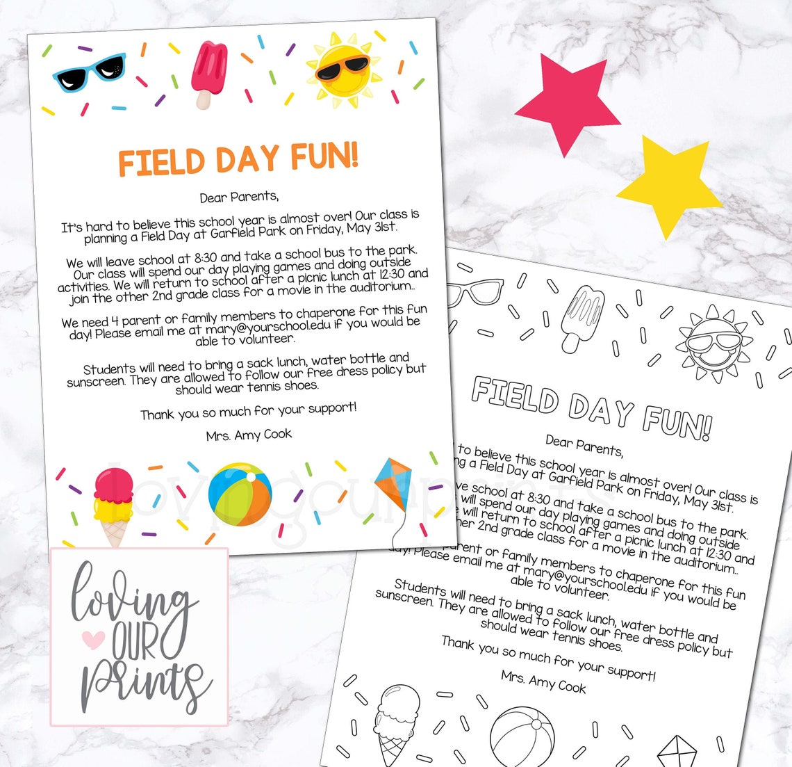 Field Day Letter to Parents, Editable Field Day Parent Letter, End of ...