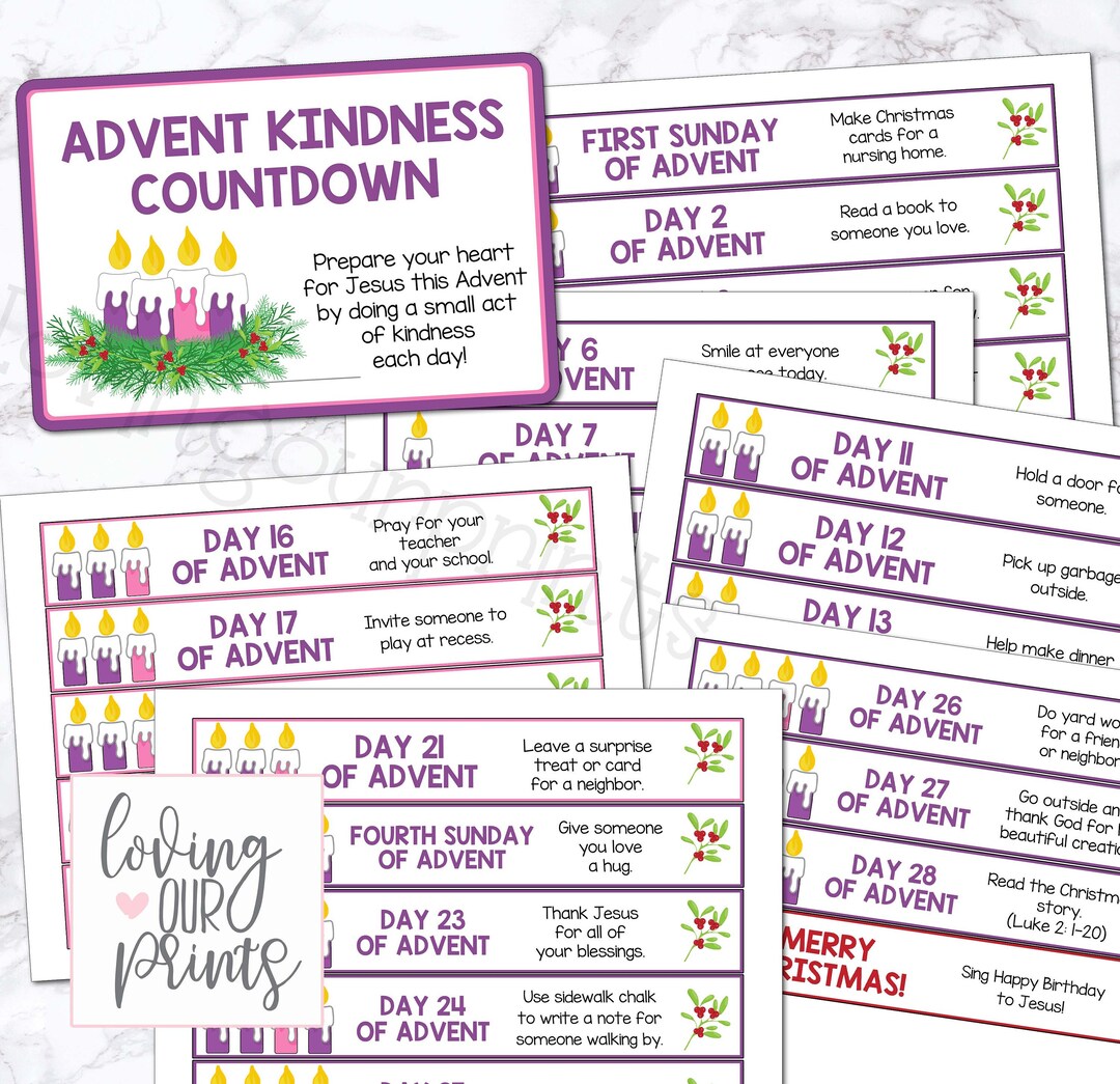 Advent Countdown Calendar, Advent Kindness Calendar, Advent Countdown ...