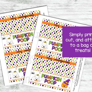 Editable Pumpkin Poop Halloween Bag Toppers, Halloween Pumpkin Poop Bag ...