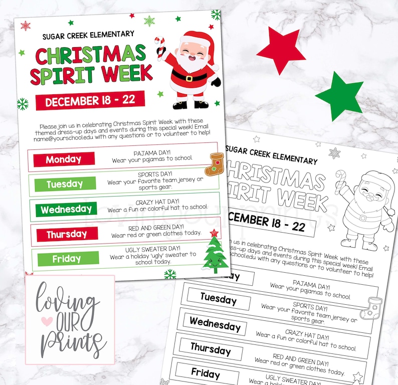 Christmas Spirit Week Template, Christmas Spirit Week Flyer, Christmas ...