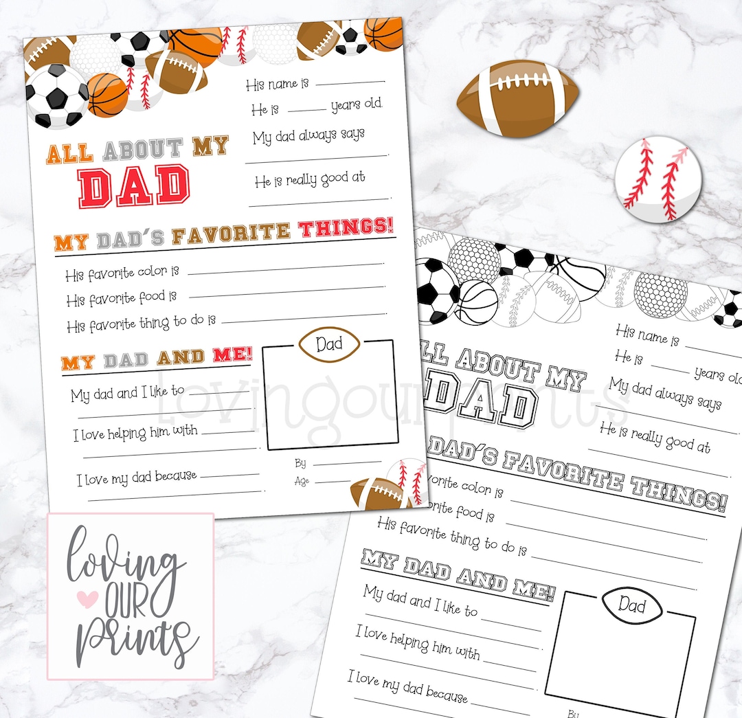 Fathers Day Gift, All About My Dad, Fathers Day Questionnaire, Fathers ...