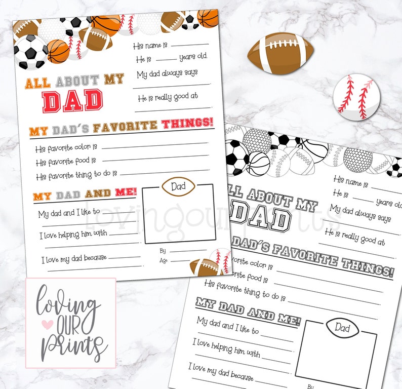 Fathers Day Gift All About My Dad Fathers Day Questionnaire - Etsy