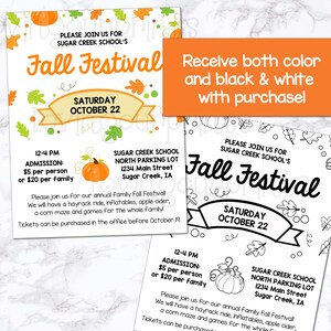 Editable Fall Festival Flyer, Fall Festival Invite, Fall Festival Flyer ...