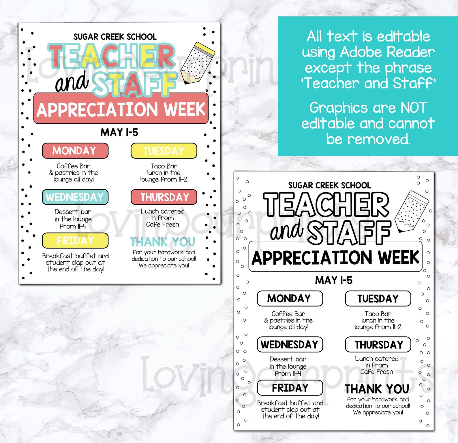 Teacher Appreciation Editable Teacher Appreciation Flyer - Etsy