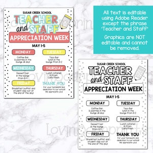 Teacher Appreciation Editable Teacher Appreciation Flyer - Etsy