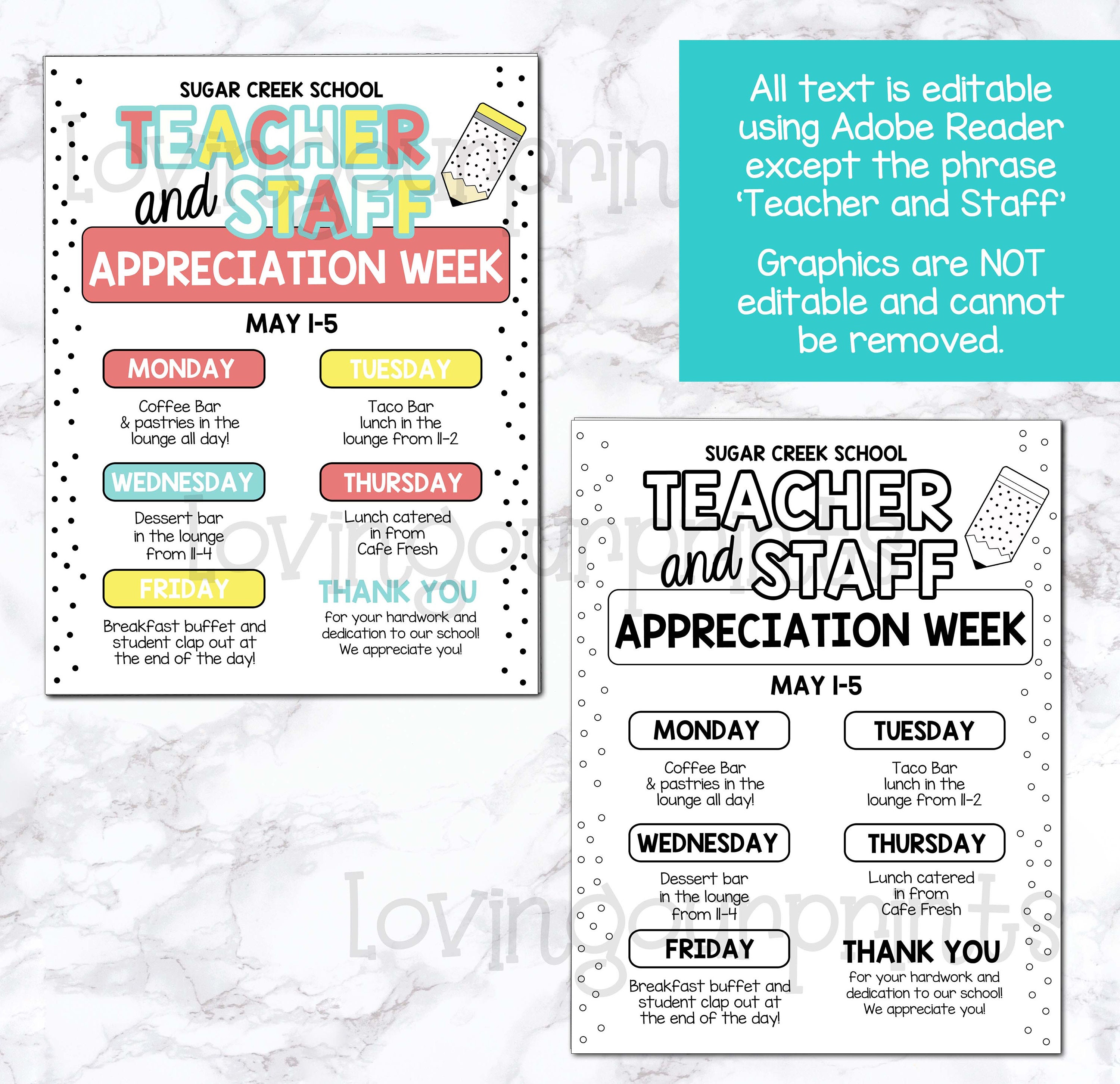 Teacher Appreciation Editable Teacher Appreciation Flyer - Etsy