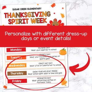 Thanksgiving Spirit Week Flyer, Thanksgiving Spirit Week, Thanksgiving ...