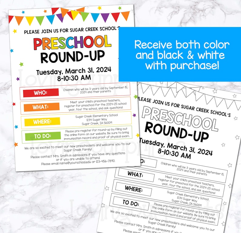 Editable Preschool Round up Flyer, Preschool Enrollment, Preschool ...