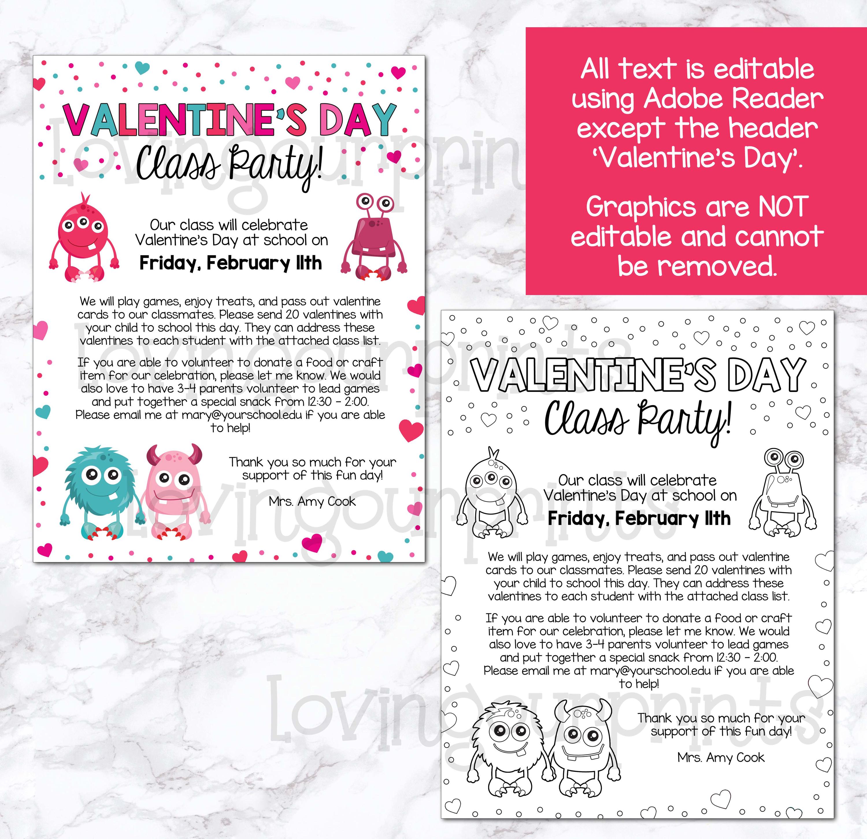 Valentines Day Class Party, Editable Valentines Day Class Party Flyer ...