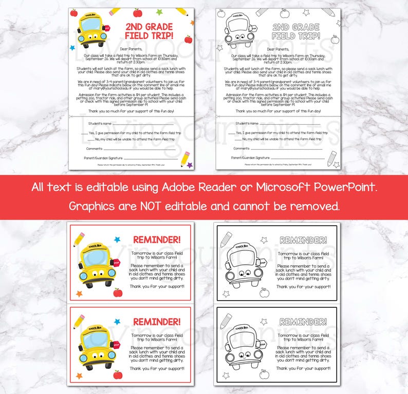 Editable Field Trip Permission Slip, Field Trip Form, Field Trip Flyer ...