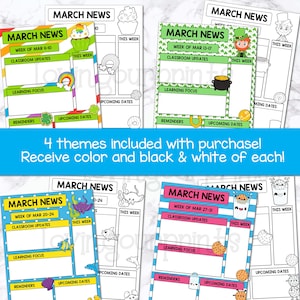 Editable March Newsletter Template, March Newsletter for Teacher ...
