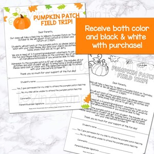 Pumpkin Patch Field Trip, Editable Pumpkin Patch Field Trip Form ...