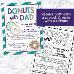 Donuts With Dad, Donuts With Dad Flyer, Donuts With Dad Editable ...