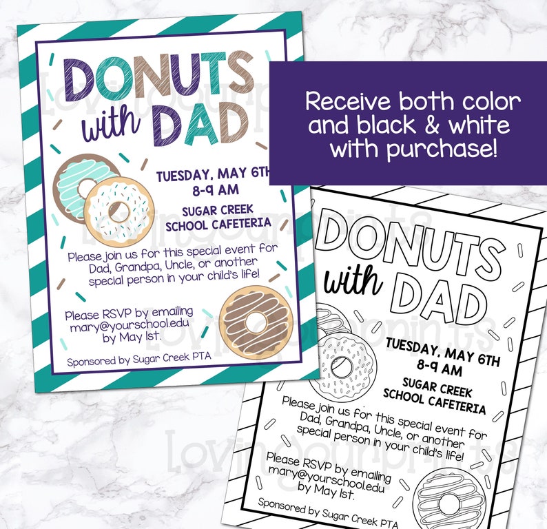 Donuts With Dad, Donuts With Dad Flyer, Donuts With Dad Editable ...