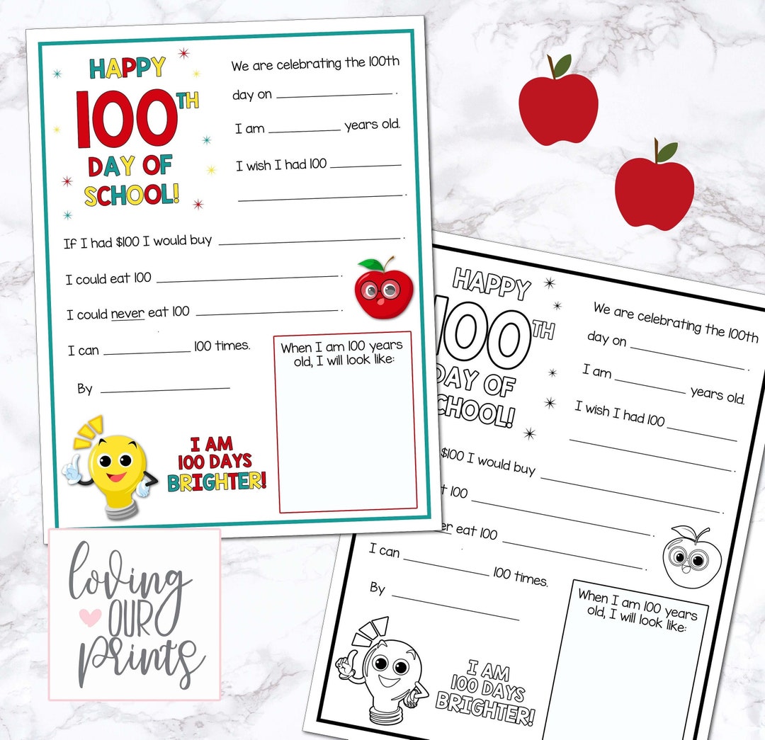 100 Days of School, 100th Day of School, 100th Day of School Worksheet ...