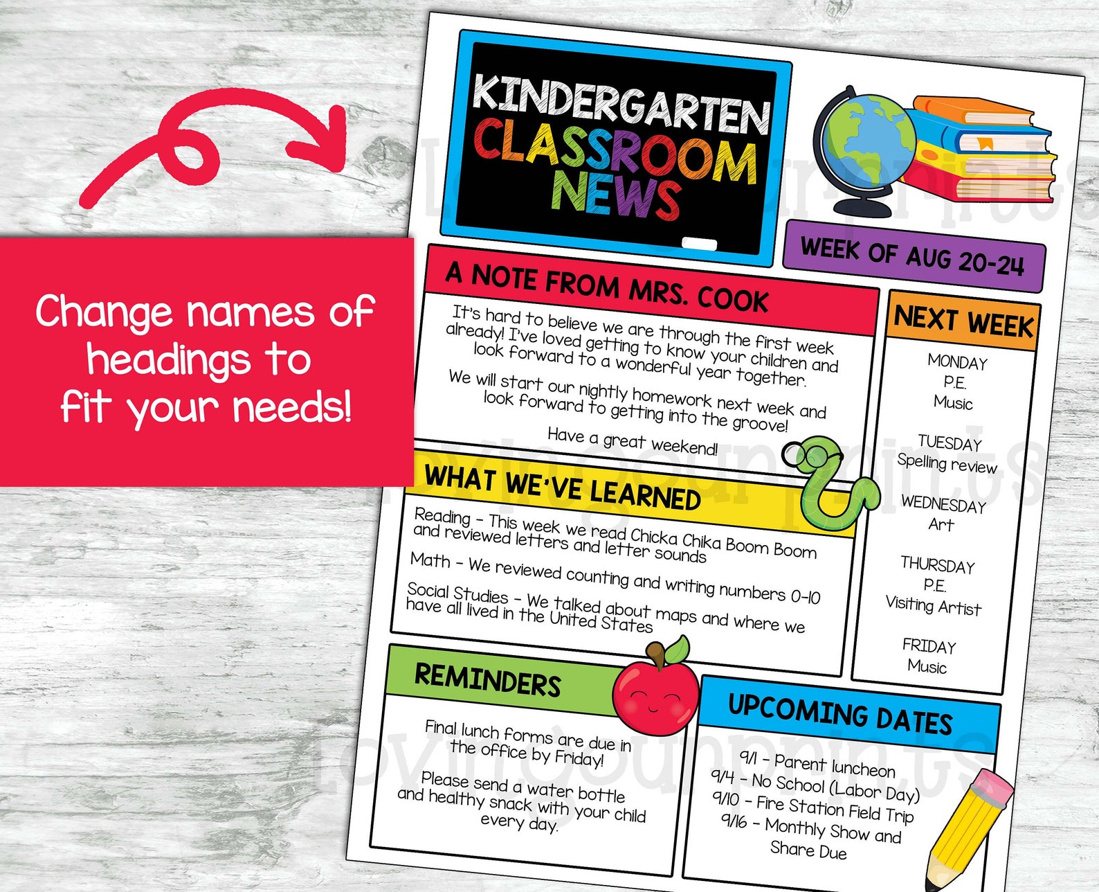 Teacher Newsletter Template Editable Teacher Newsletter - Etsy