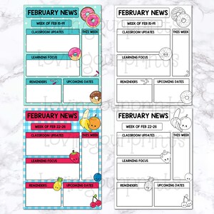 Editable February Newsletter, February Newsletter Template, School ...