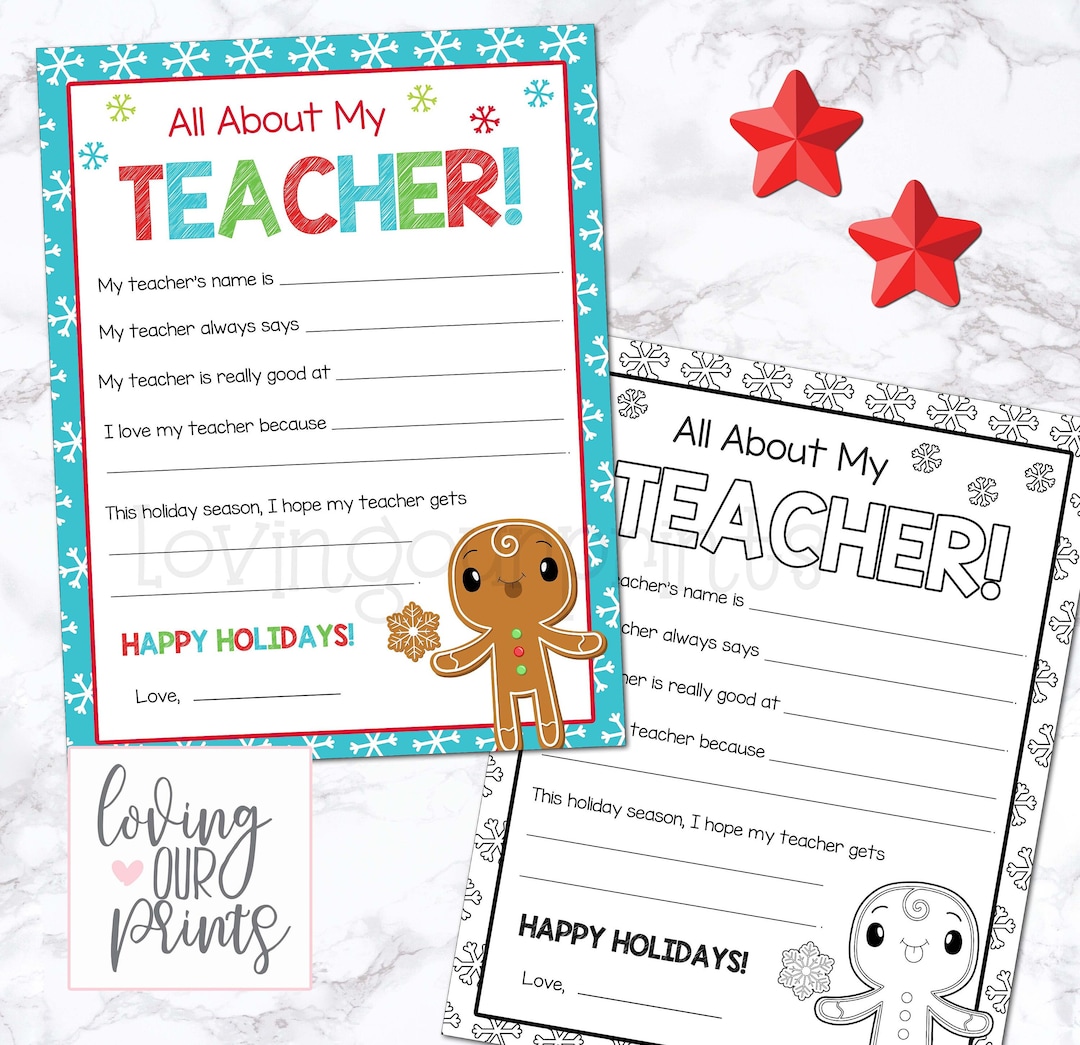 Teacher Holiday Gifts, All About My Teacher Christmas, Teacher Holiday ...