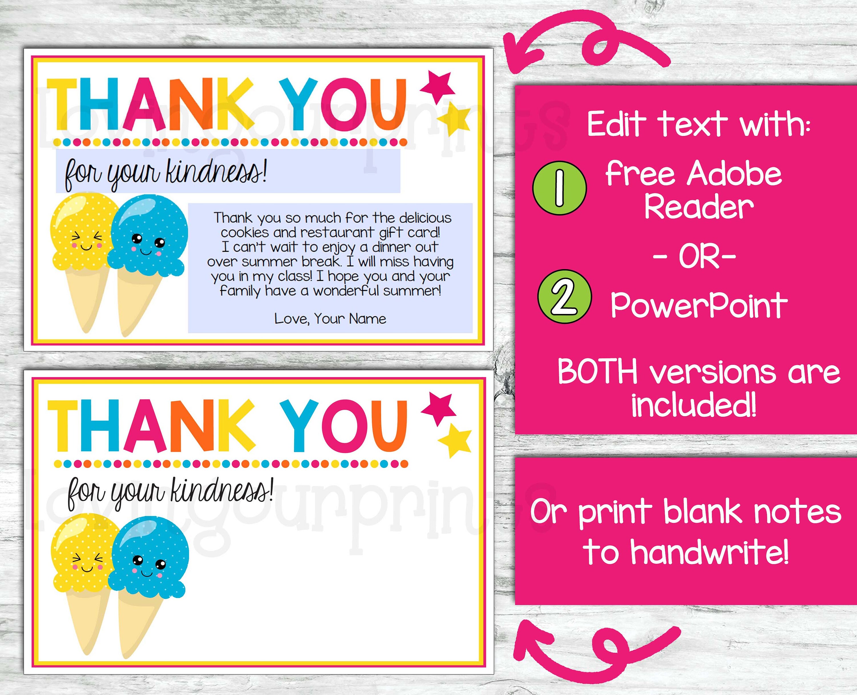 End of the Year Thank You, Editable Thank You From Teacher, End of ...