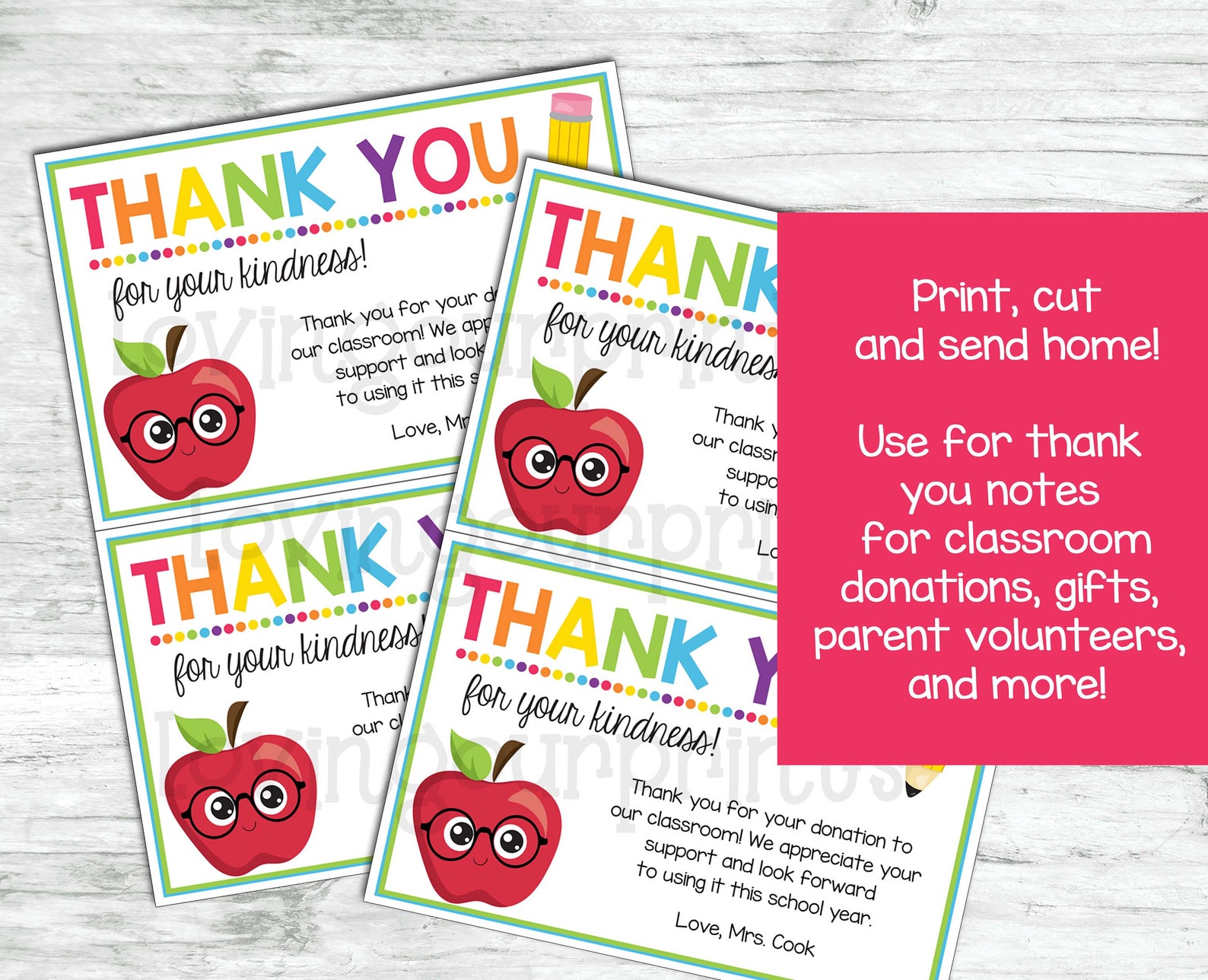 Thank You Note From Teacher, Editable Thank You, Back to School Thank ...