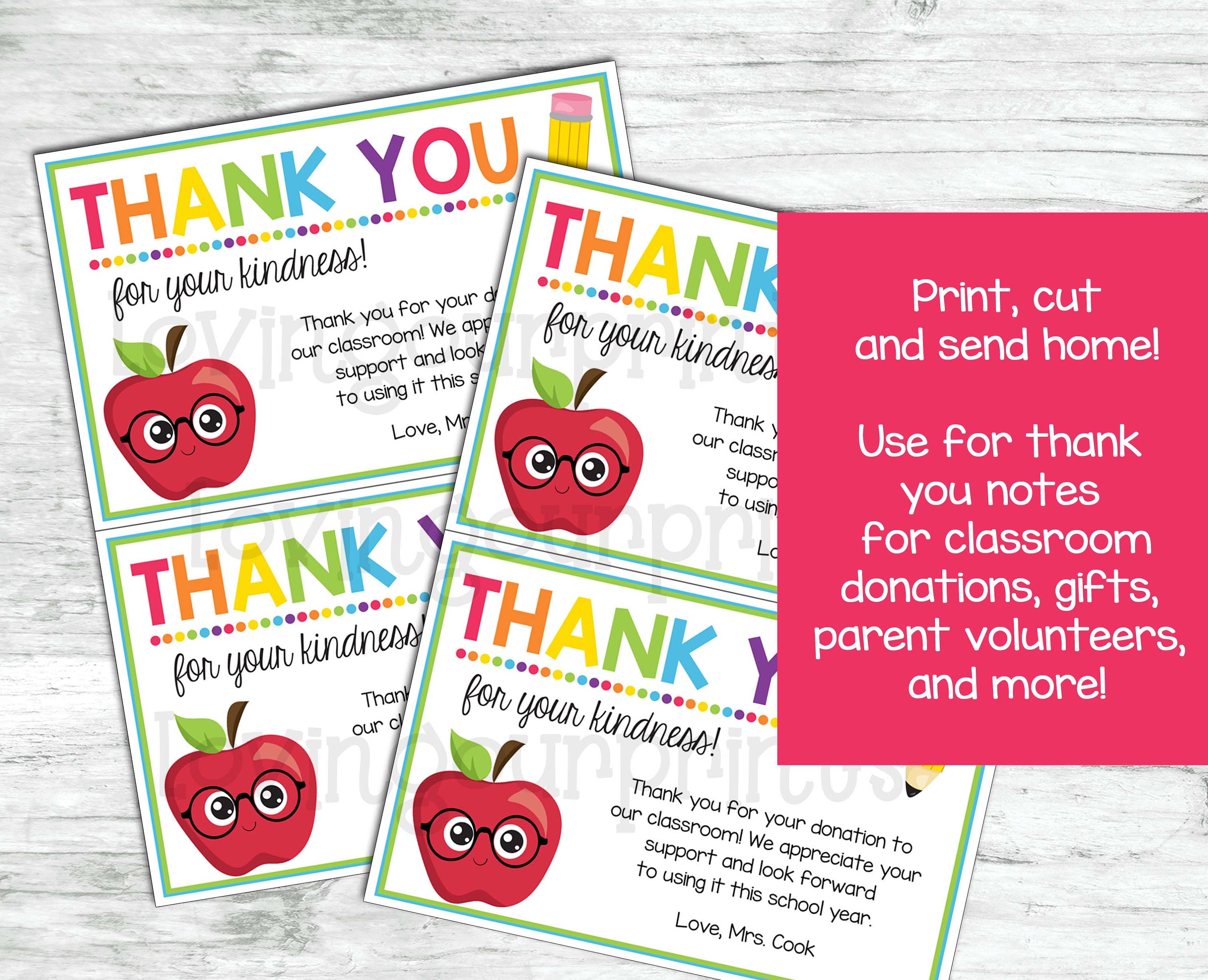 Thank You Note From Teacher, Editable Thank You, Back to School Thank ...