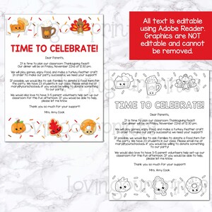 Thanksgiving Class Party Editable Thanksgiving Class Party - Etsy