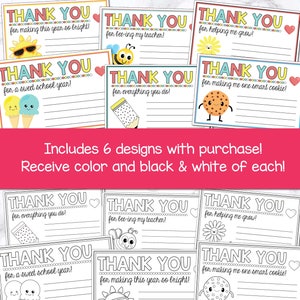 Teacher Appreciation Thank You Note, Teacher Appreciation Notes Bundle ...