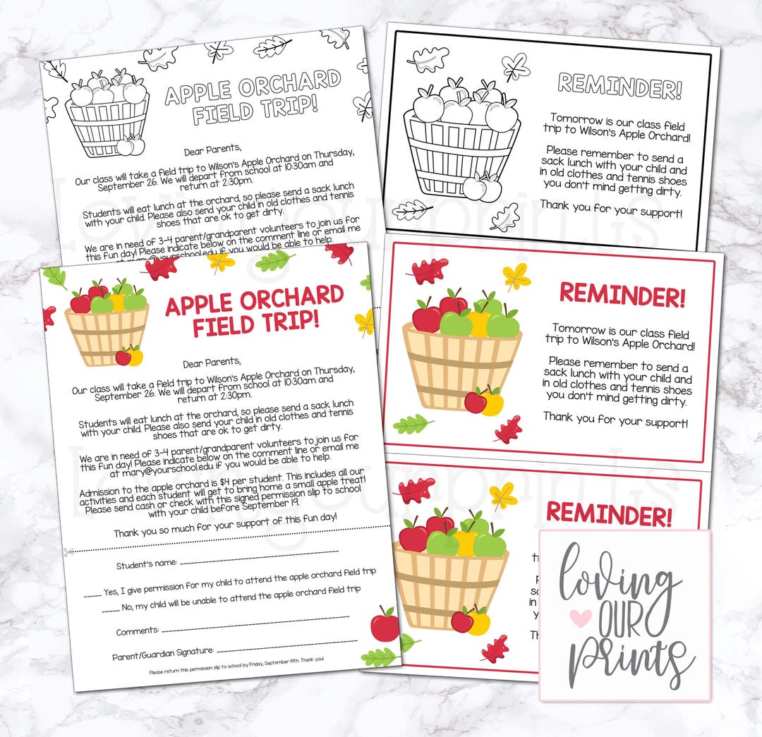 Apple Orchard Field Trip, Editable Apple Orchard Field Trip Form ...