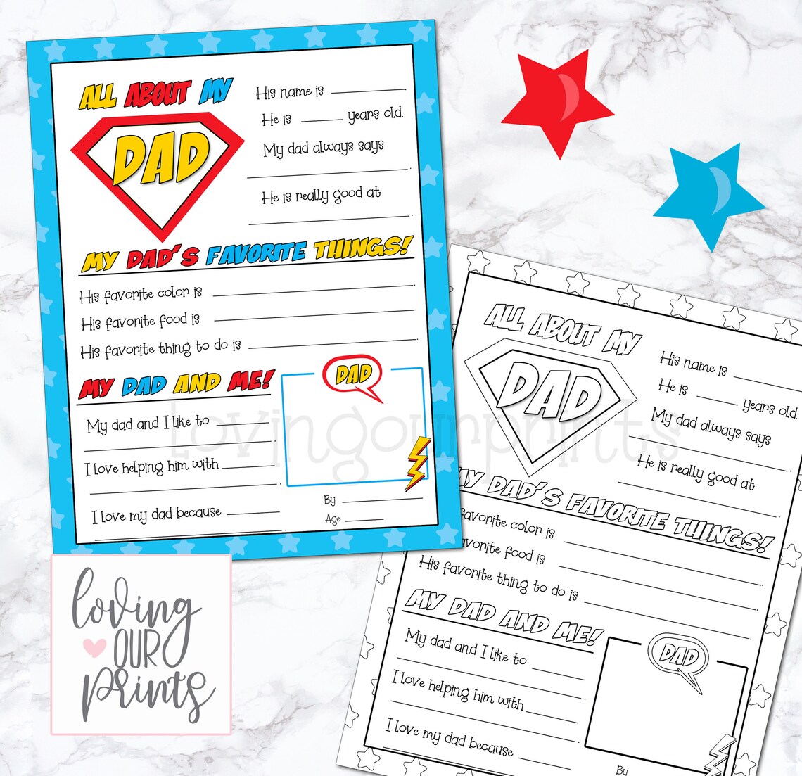 All About My Dad Fathers Day Questionnaire Fathers Day Gift - Etsy