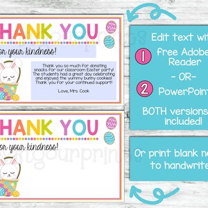 Easter Thank You Cards, Editable Easter Template, Easter Thank You ...