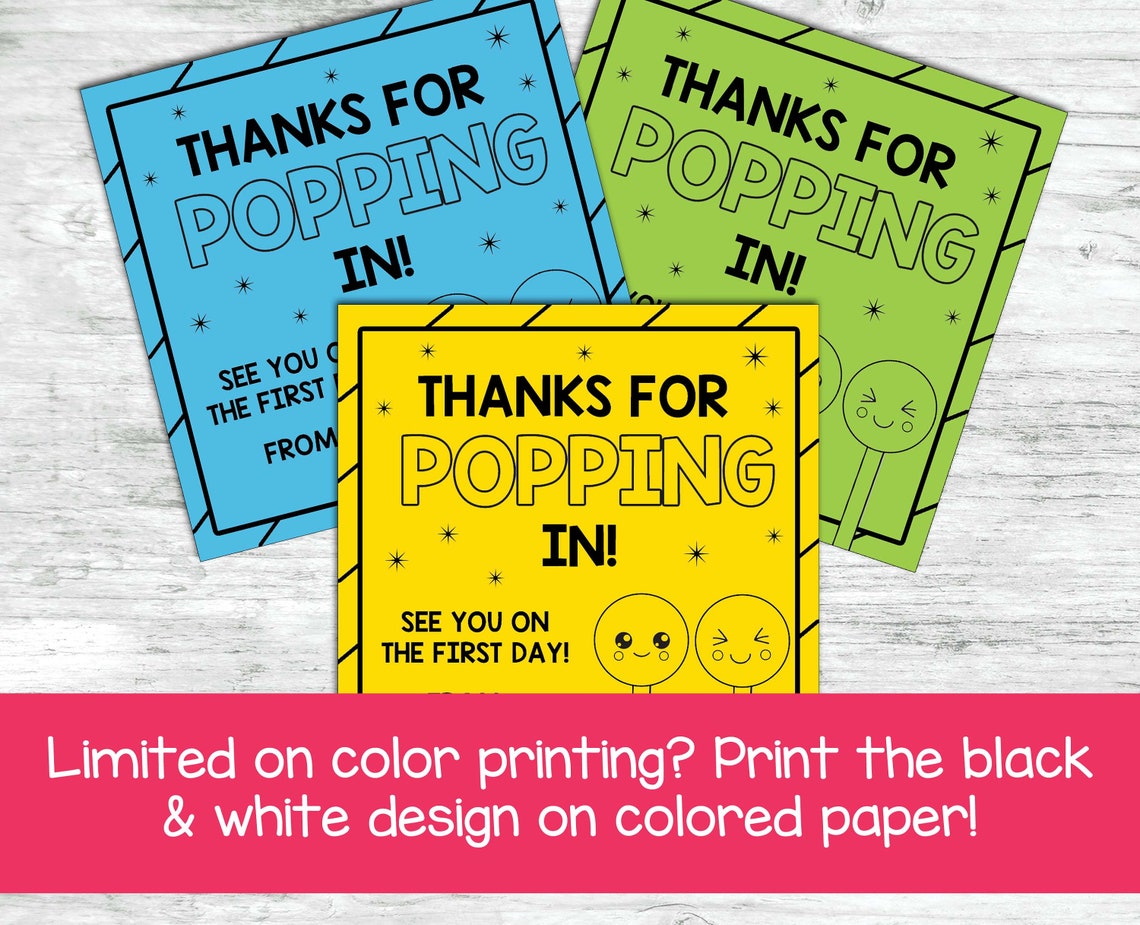 Editable Thanks for Popping in Tags, Thanks for Popping in Open House ...