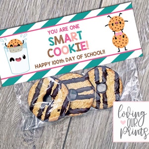 You Are One Smart Cookie, 100th Day of School Treat Bag Toppers ...