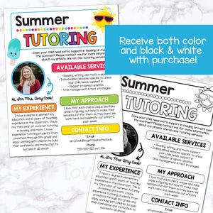 Summer Tutoring Flyer, Summer Tutoring Info, Editable Tutoring Flyer ...