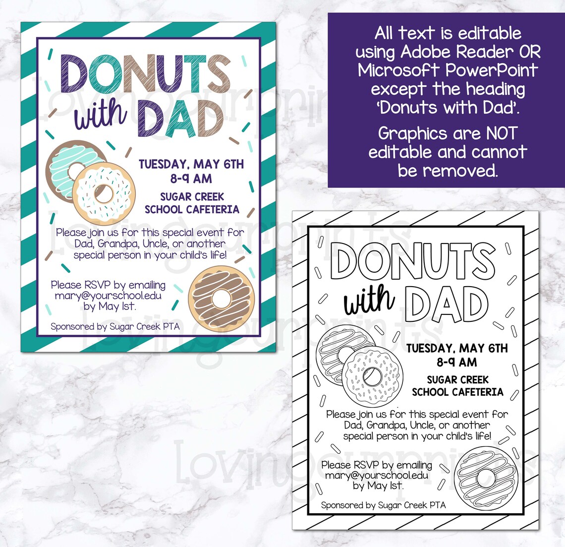 Donuts With Dad, Donuts With Dad Flyer, Donuts With Dad Editable ...