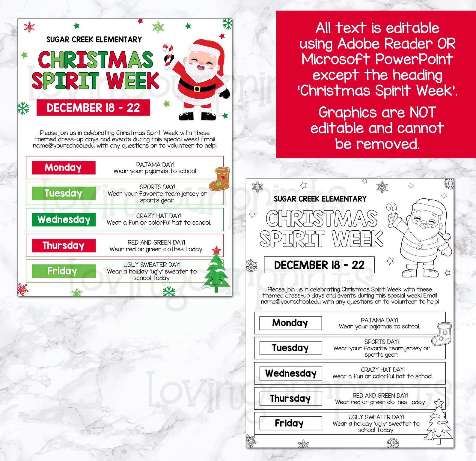 Christmas Spirit Week Template, Christmas Spirit Week Flyer, Christmas ...