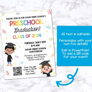 Preschool Graduation Invitation Editable, Preschool Graduation Flyer ...