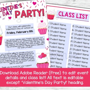 Editable Valentines Day Flyer, Valentines Day Class Party Flyer ...