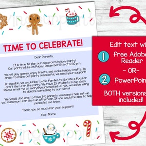 Christmas Class Flyer, Classroom Holiday Party, Editable Christmas ...
