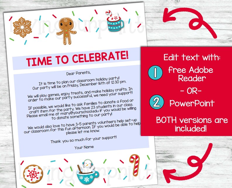 Christmas Class Flyer, Classroom Holiday Party, Editable Christmas ...