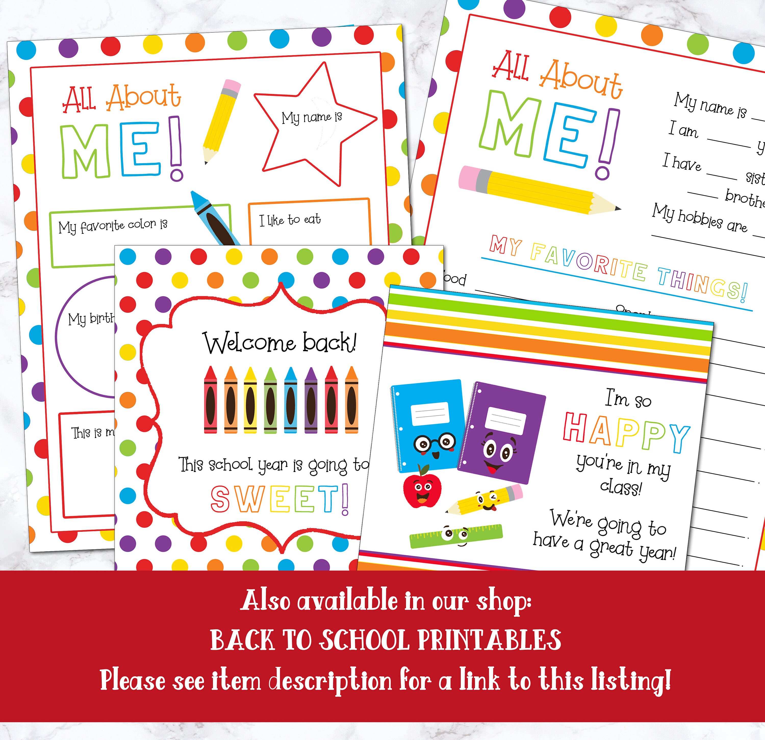 Back to School Printable All About Me Printable First Day of - Etsy