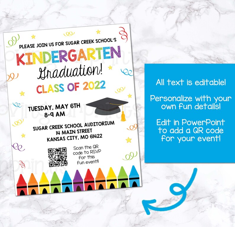 Kindergarten Graduation, Editable Kindergarten Graduation Invitation ...