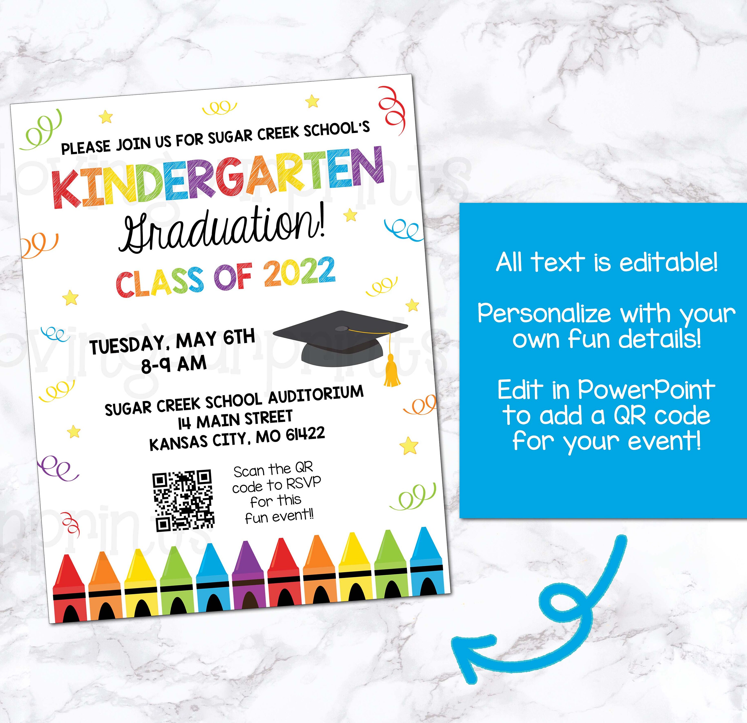 Kindergarten Graduation, Editable Kindergarten Graduation Invitation ...