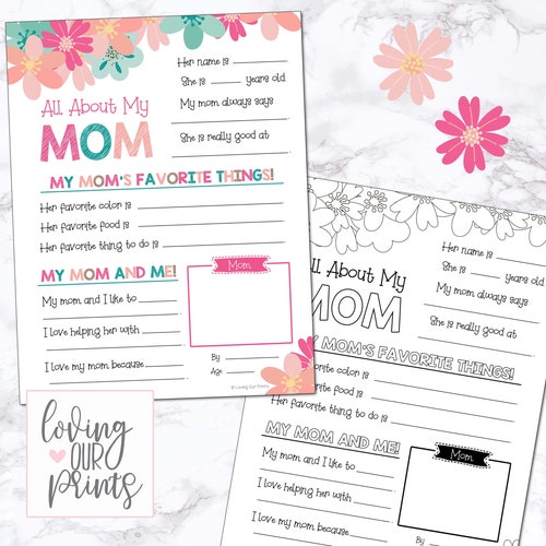 All About My Mom Printable Mothers Day Gift Questionnaire - Etsy