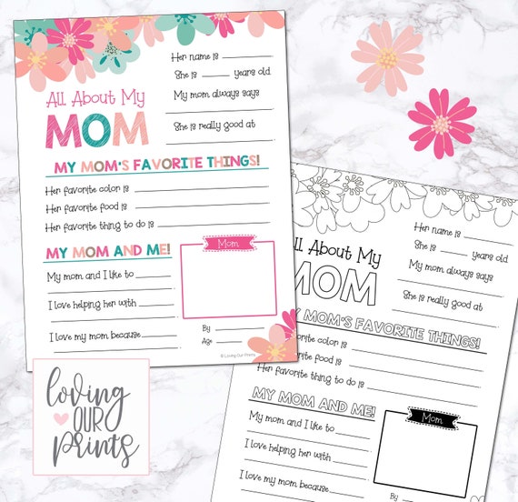 All About Mom Mothers Day Gift All About My Mom Printable - Etsy