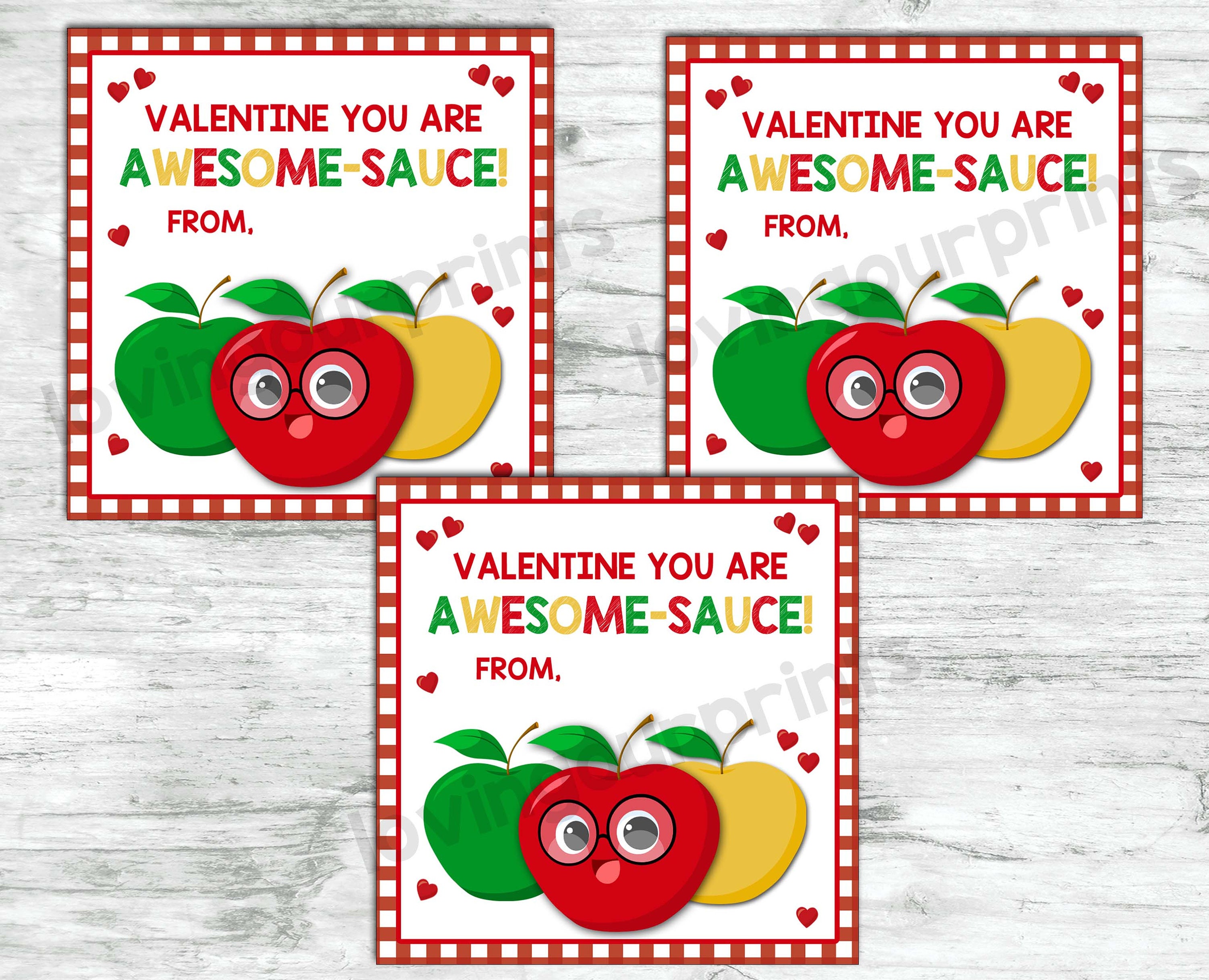 Applesauce Valentine Tag, Editable Applesauce Valentine, Applesauce ...
