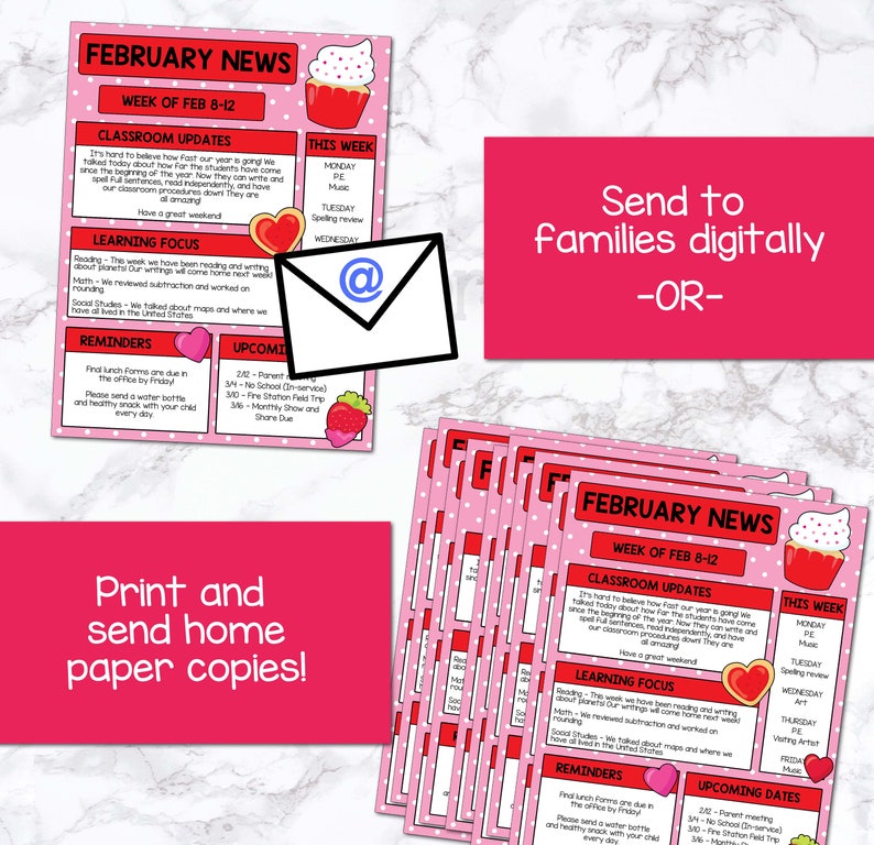 Editable February Newsletter February Newsletter Template - Etsy