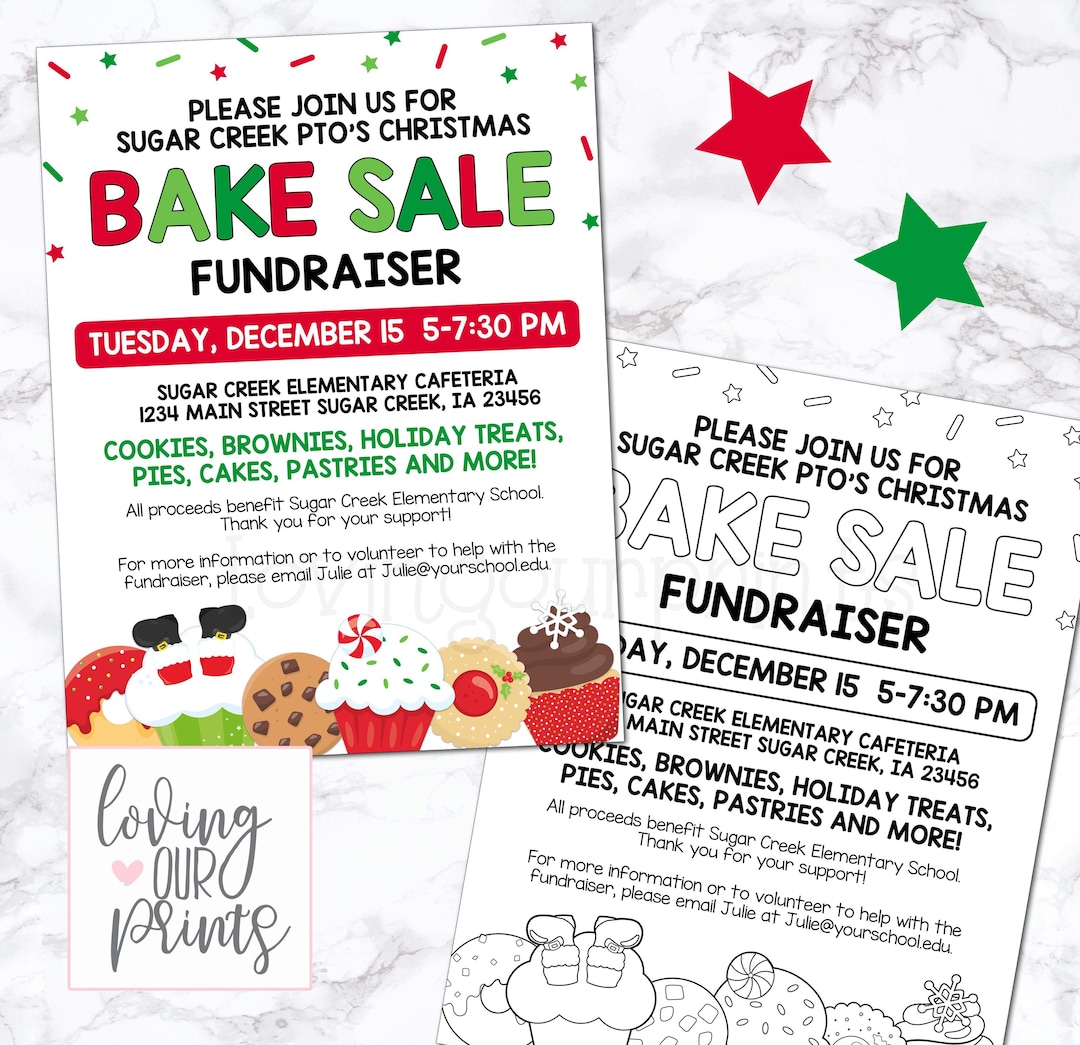 Editable Christmas Bake Sale Flyer, Christmas Bake Sale, Christmas ...