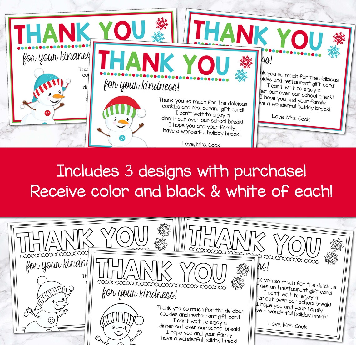 Winter Thank You Cards Printable, Editable Winter Thank You Cards ...