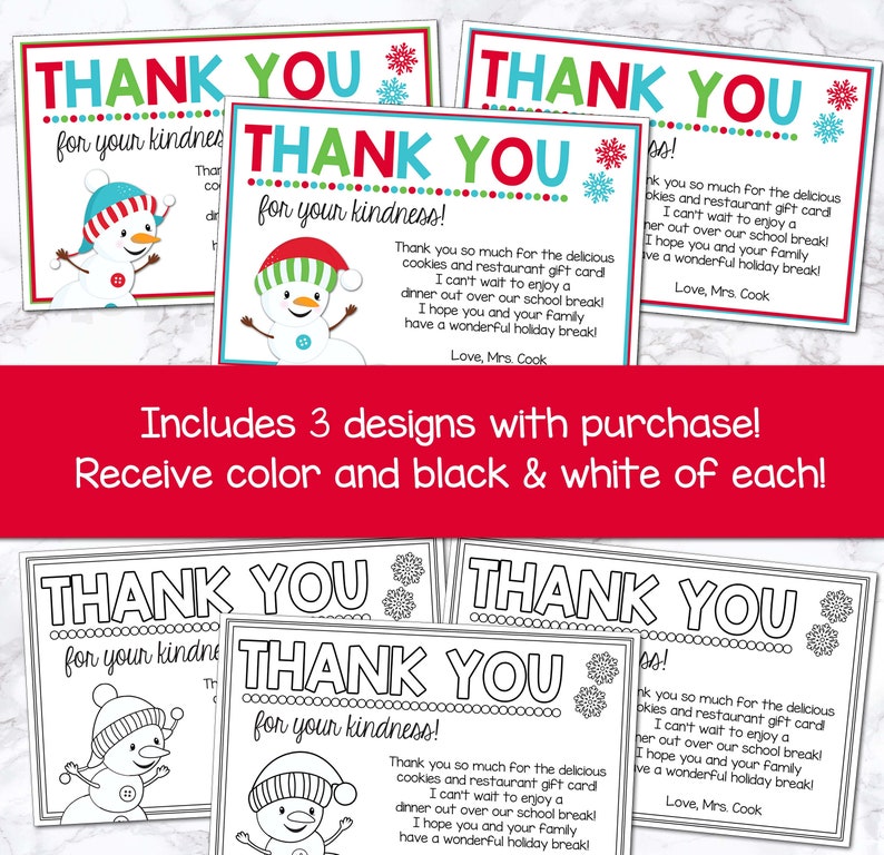 Winter Thank You Cards Printable, Editable Winter Thank You Cards ...
