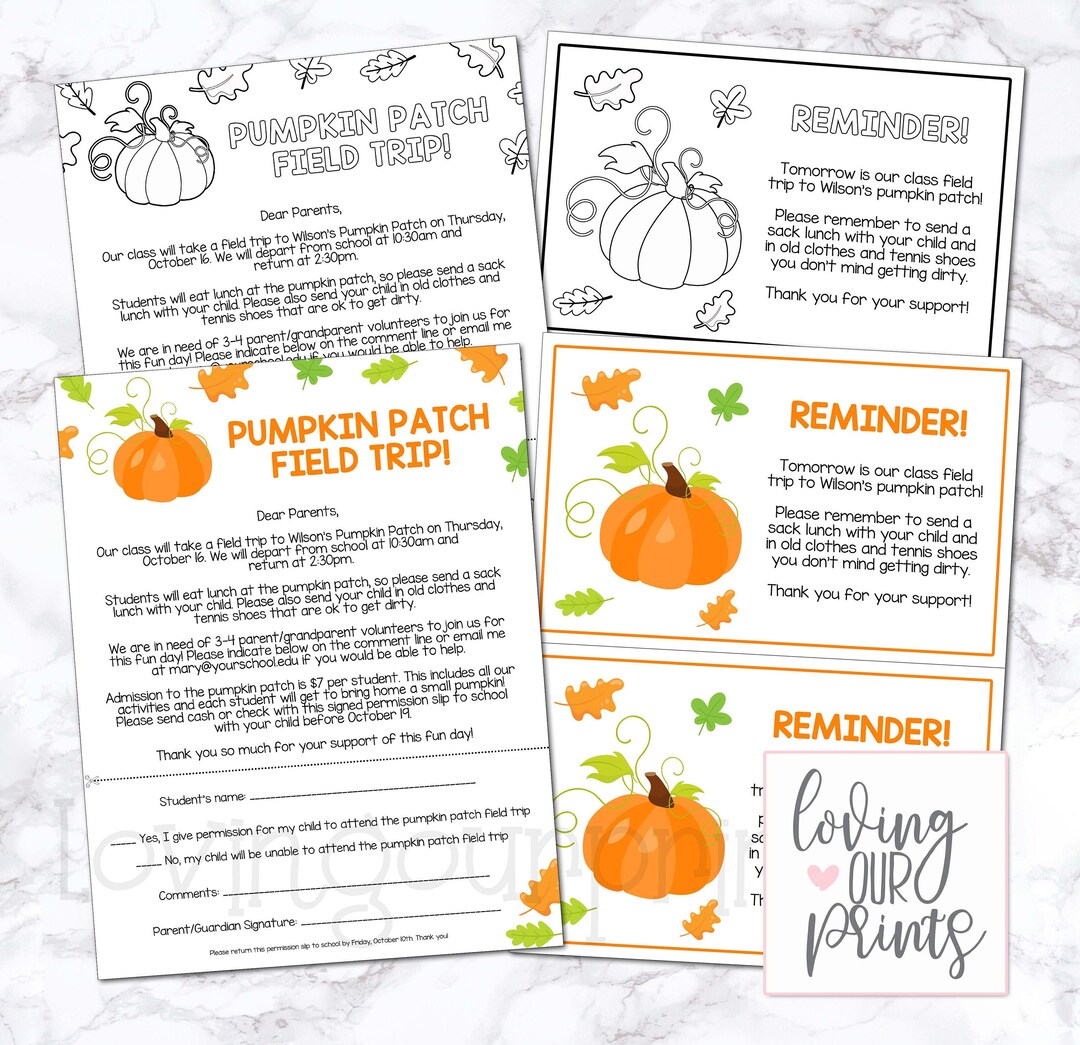 Pumpkin Patch Field Trip, Editable Pumpkin Patch Field Trip Form ...